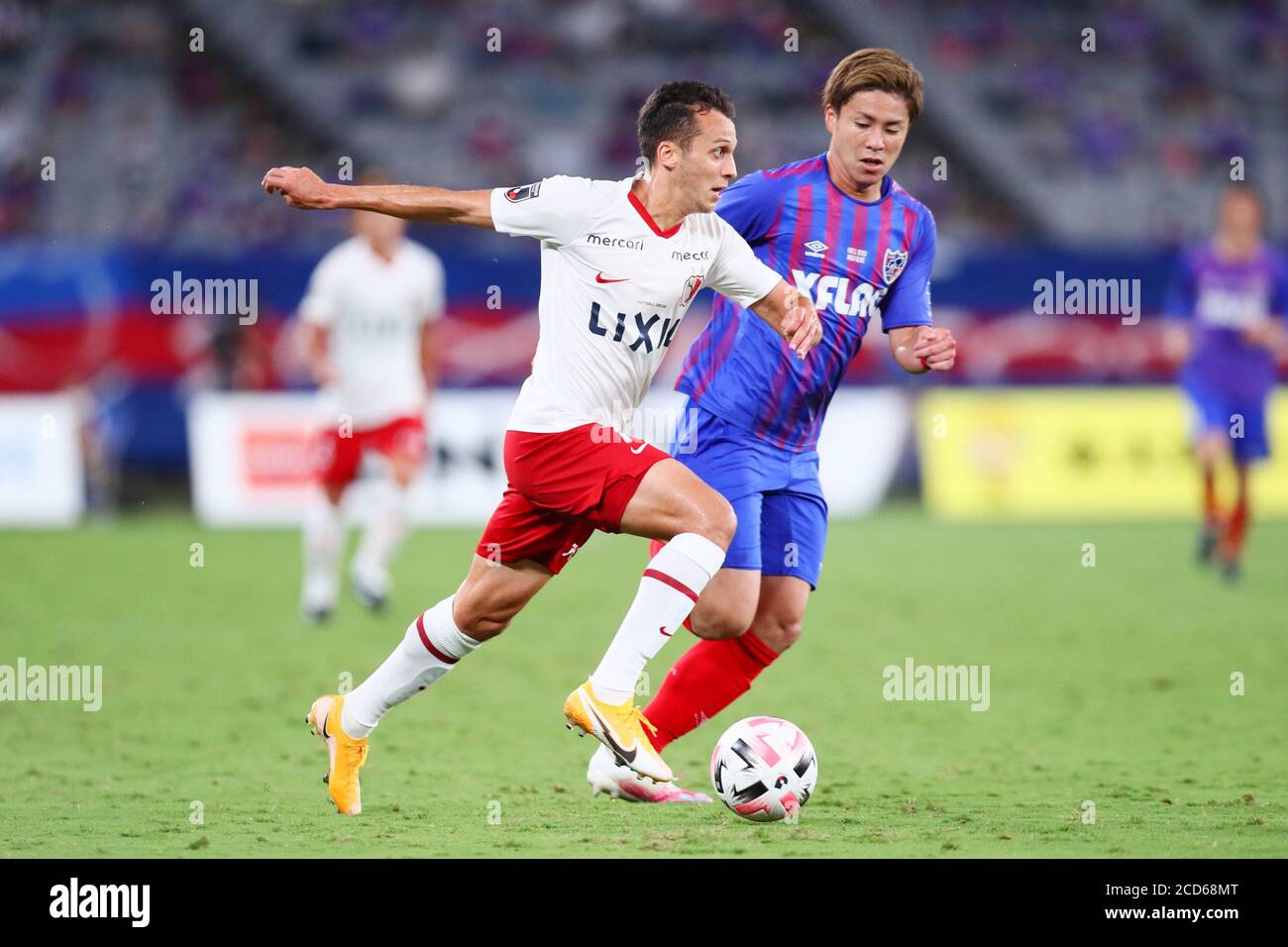 Tokyo, Japan. 26th Aug, 2020. (L-R) Juan Alano (Antlers), Ryoya Ogawa (FC Tokyo) Football/Soccer ...