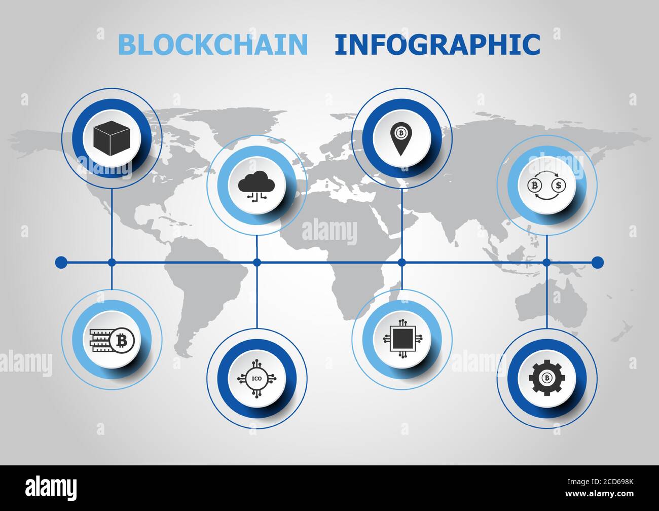 Infographic design with blockchain icons, stock vector Stock Vector ...