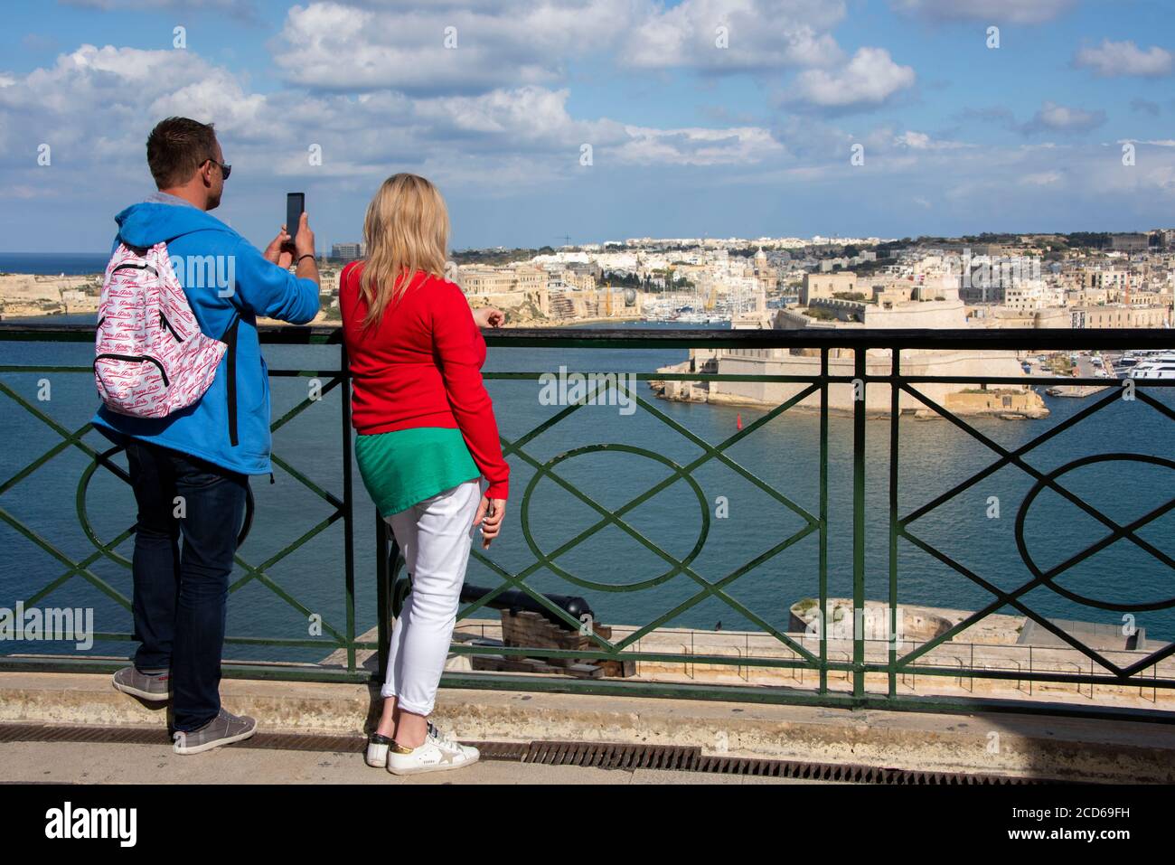 Europe, Malta, Valletta, Grand Harbour. Historic walled capital city ...
