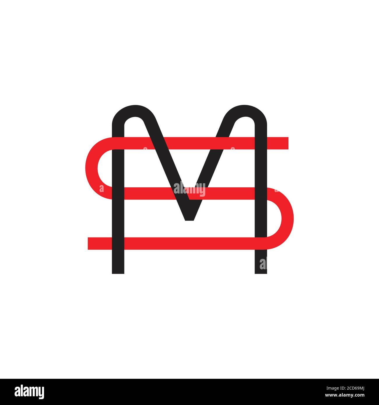 letter ms simple linked overlapping line logo vector Stock Vector Image ...