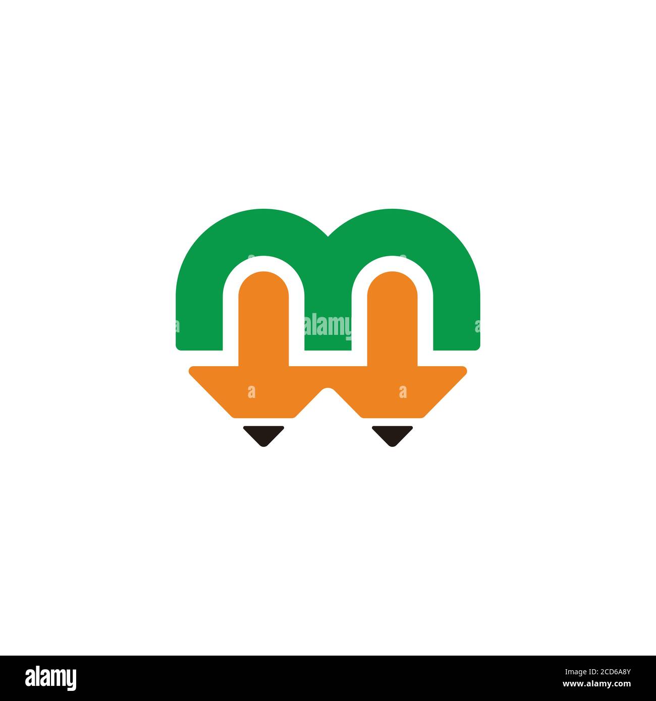 letter m education pencil shape geometric design logo vector Stock ...