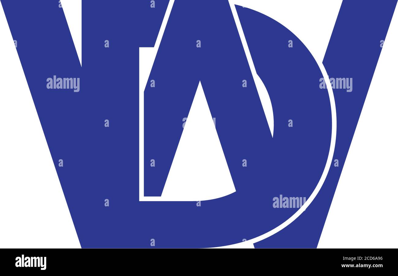 letter wd 3d flat geometric overlap logo vector Stock Vector Image ...