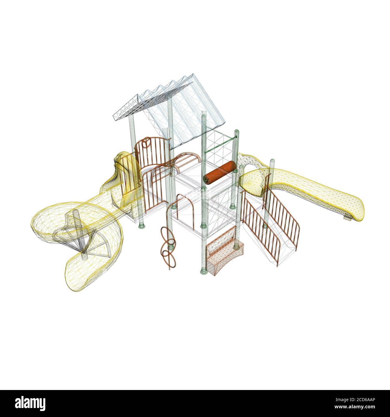 Playground frame from colored lines on a white background. Children ...