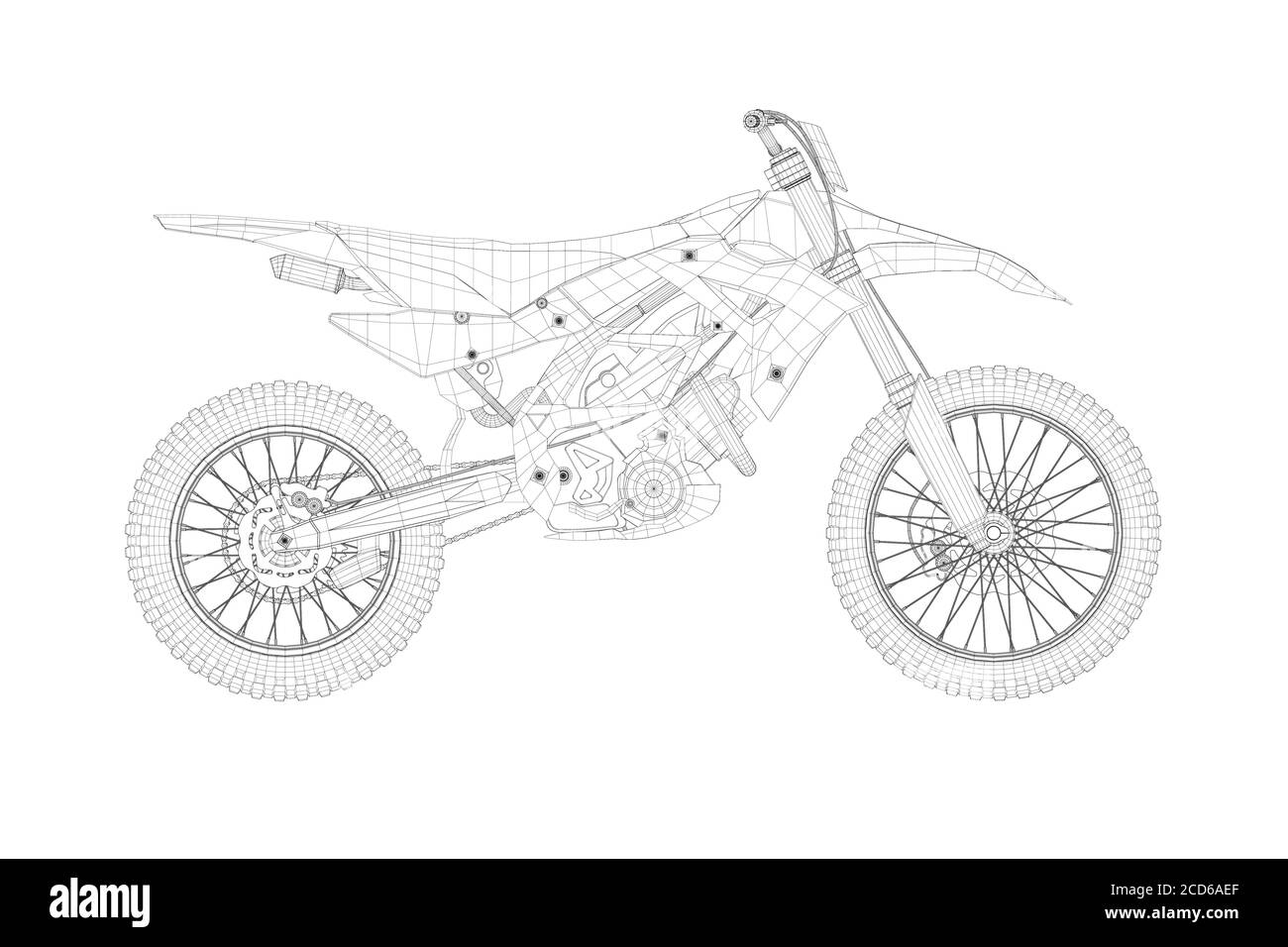 Wireframe of a sports motorcycle from black lines on a white background ...
