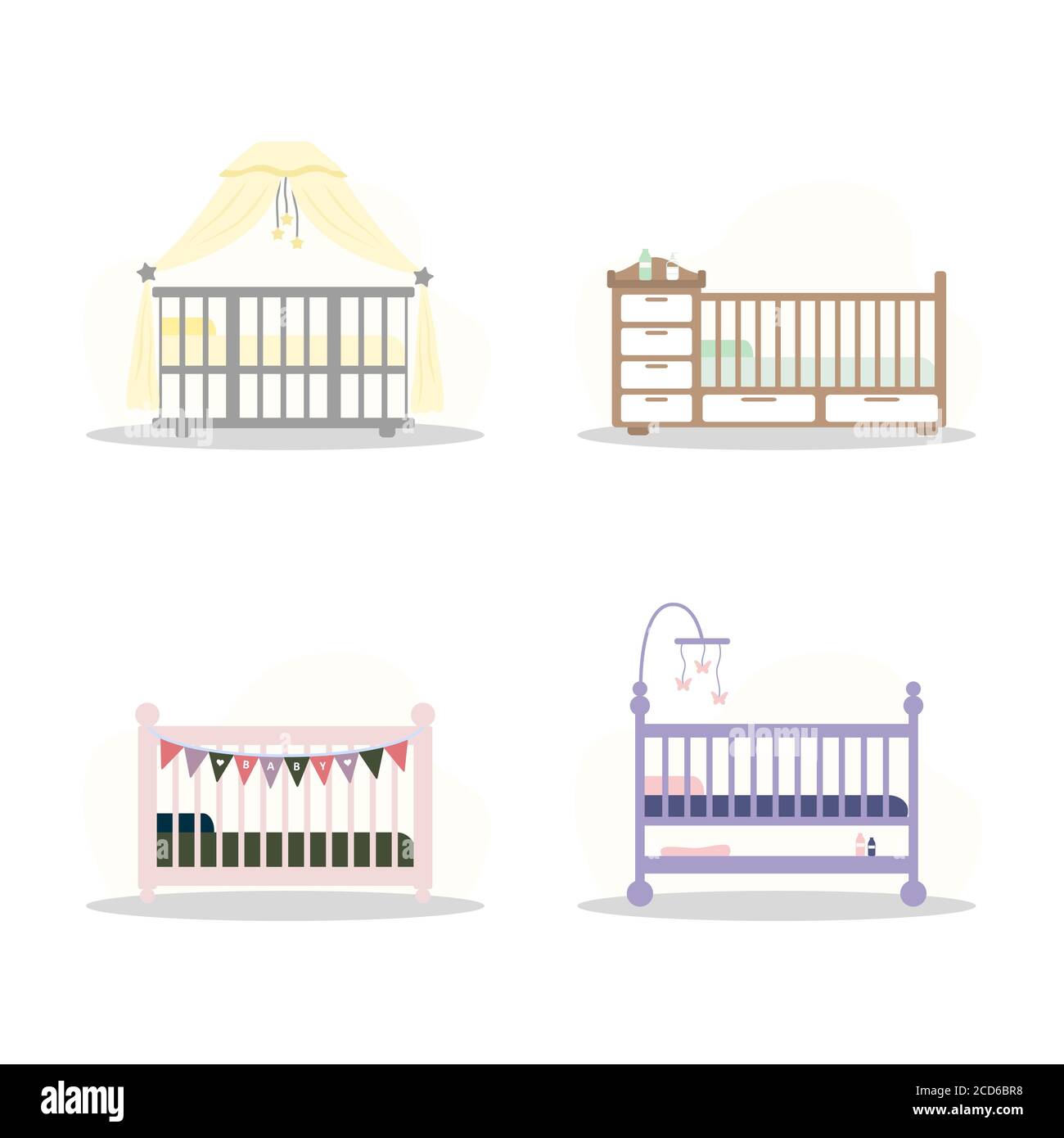 Set of cot icons. Simple element from baby things icons collection ...