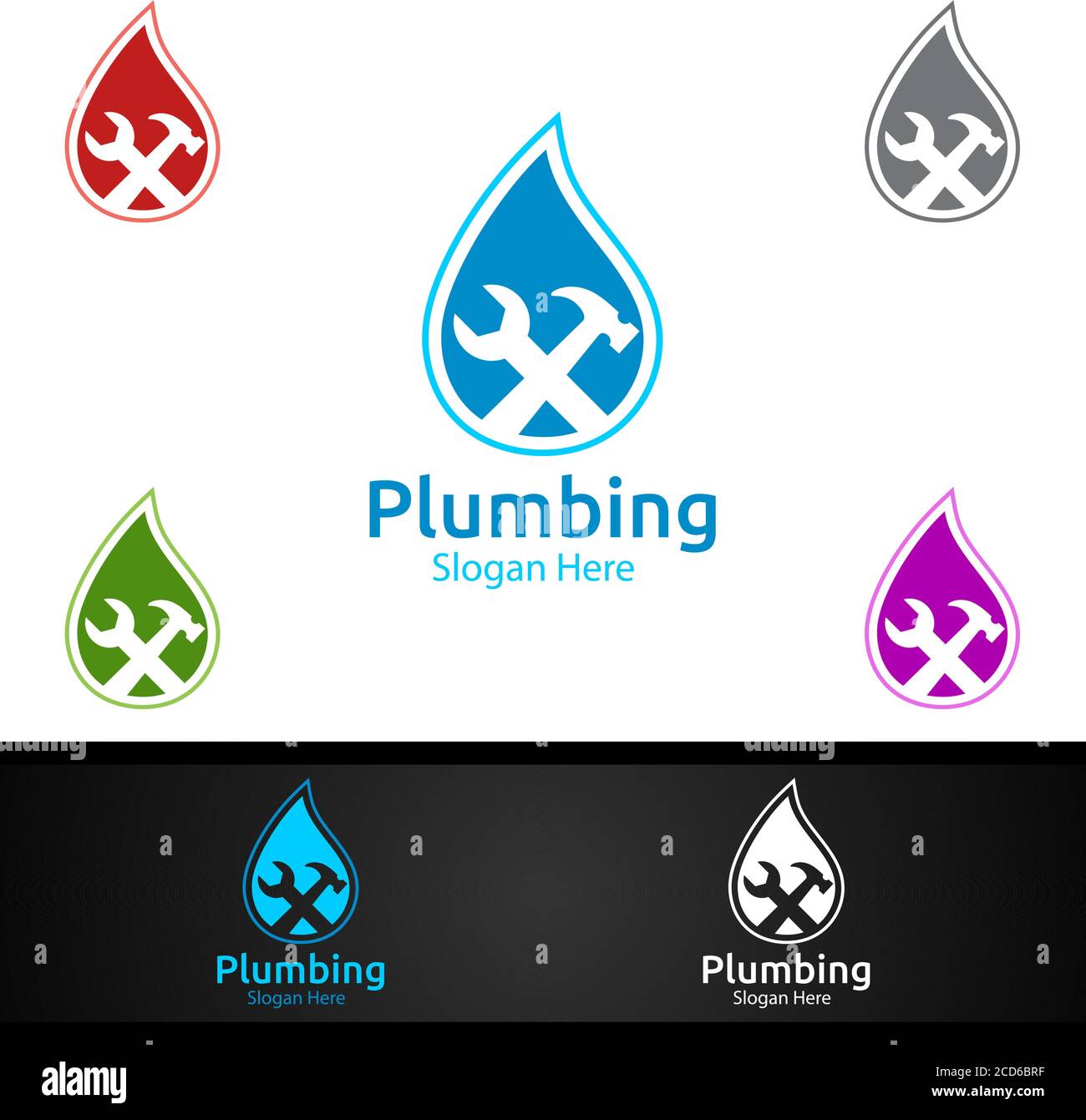 Plumbing Logo with Water and Fix Home Concept Design Stock Vector Image ...