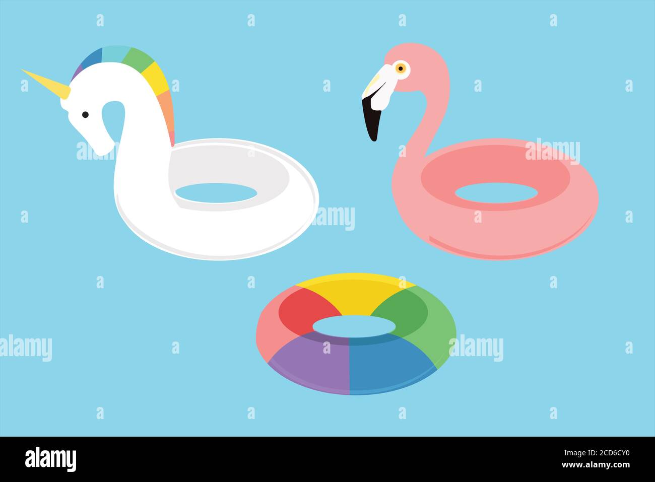 Summer swim swimming ring collection flamingo, unicorn and rainbow ...
