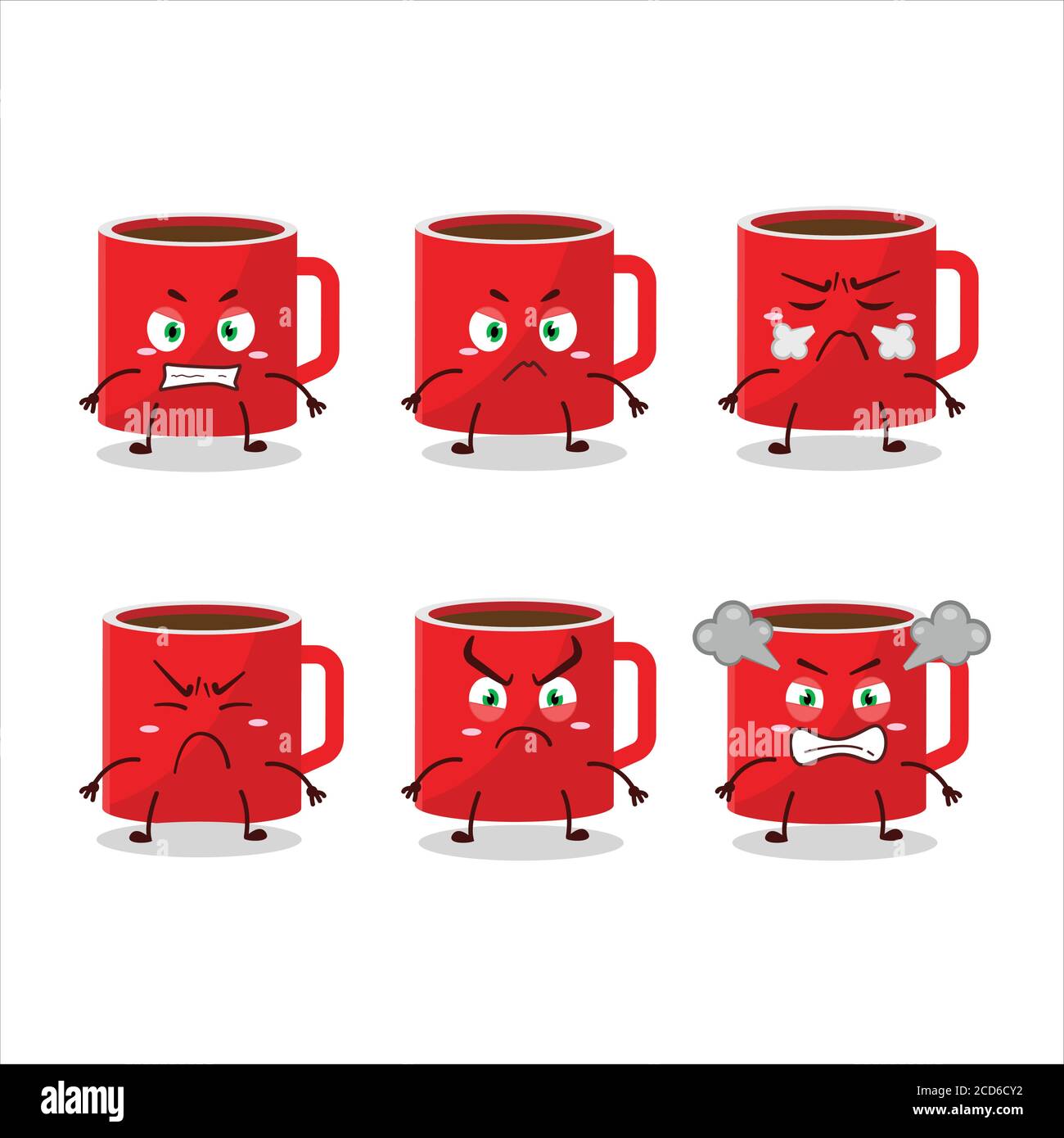 Glass of coffee cartoon character with various angry expressions Stock ...