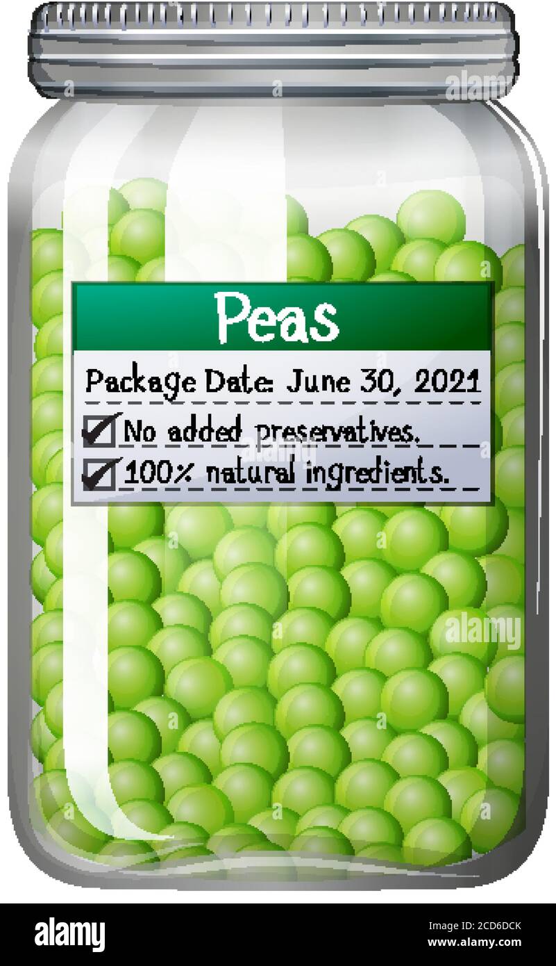 Peas preserve in glass jar illustration Stock Vector Image & Art - Alamy