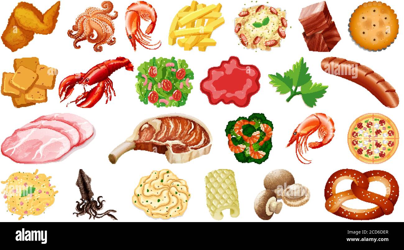 Set of fresh food ingredients illustration Stock Vector Image & Art - Alamy