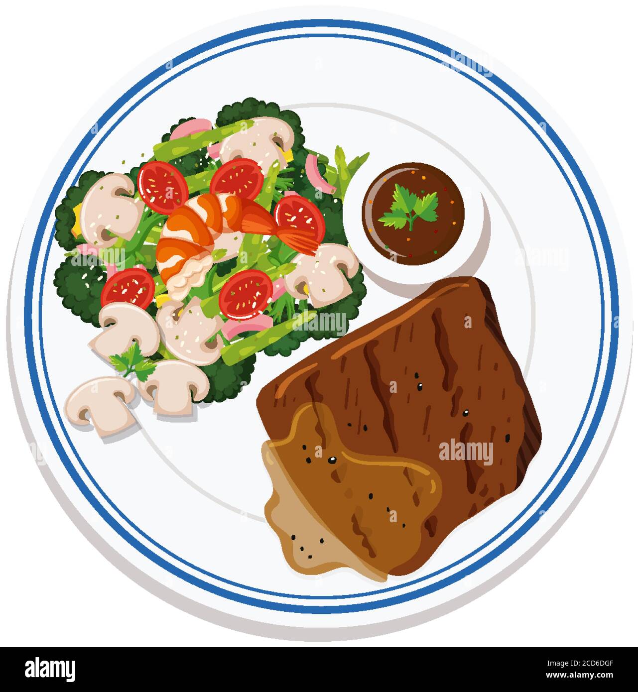 Aerial view of food on plate illustration Stock Vector Image & Art - Alamy