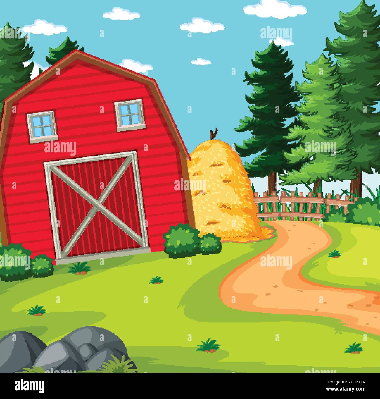 Empty background nature farm scenery illustration Stock Vector Image ...