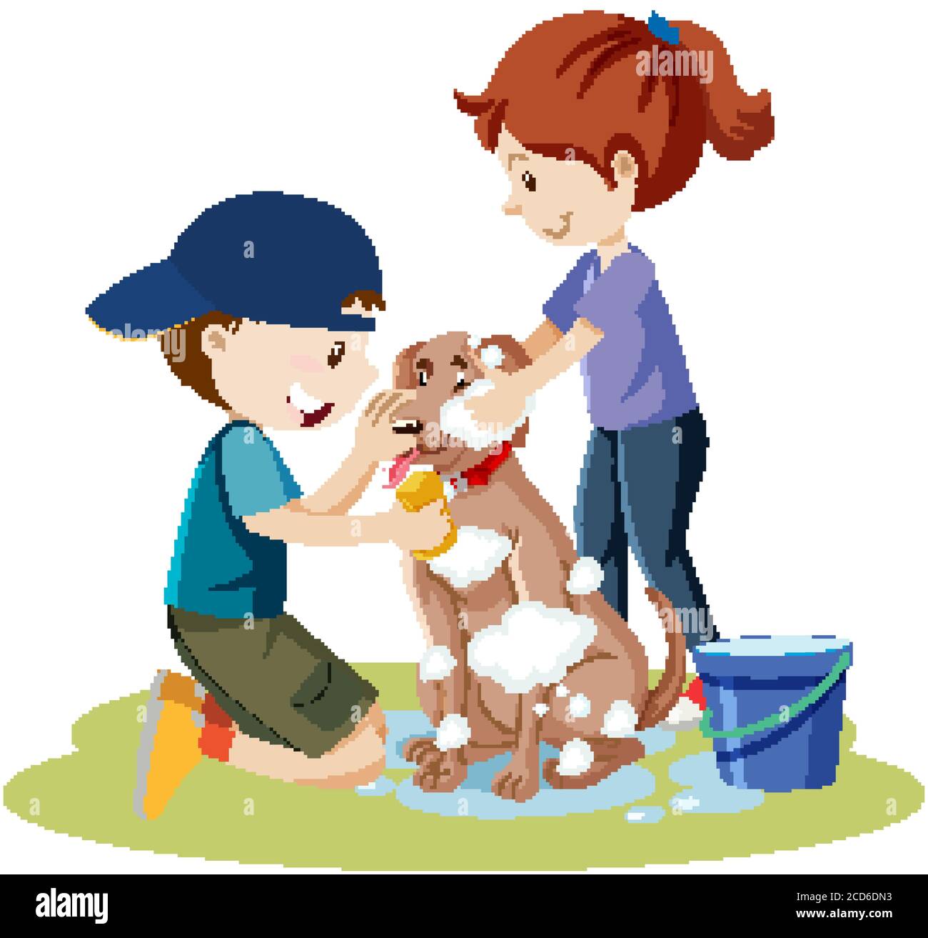 Bathing A Dog Clipart