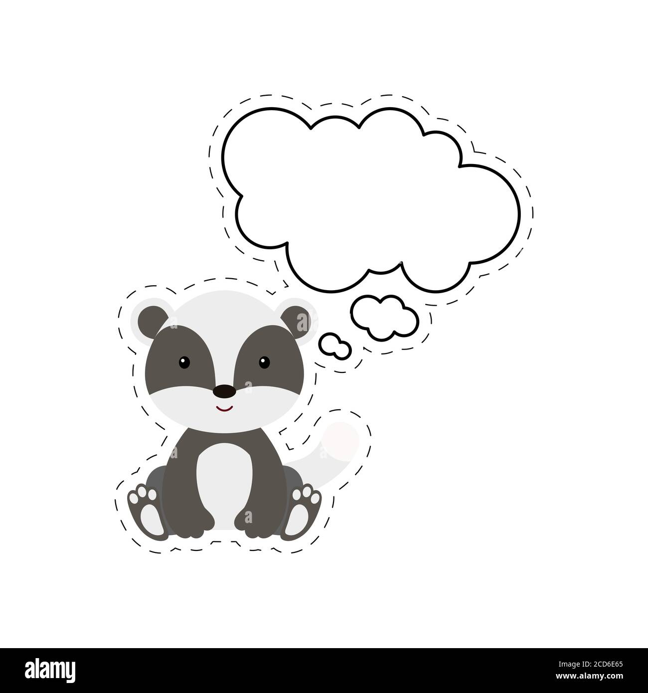 Cute cartoon badger with speech bubble sticker. Kawaii character on ...