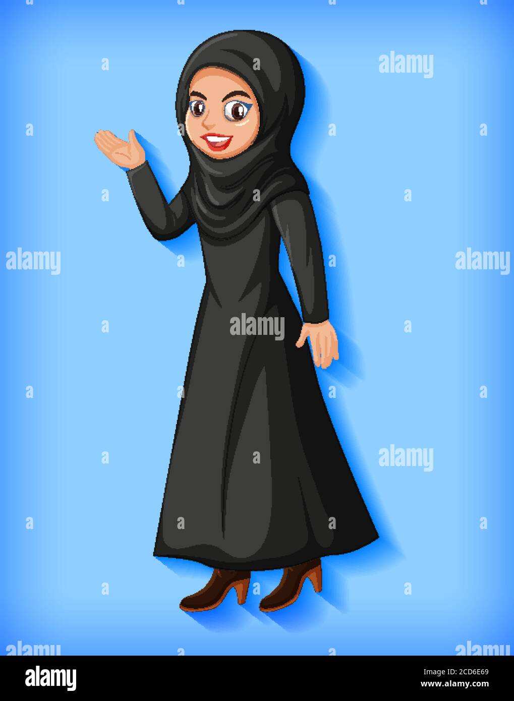 Beautiful arabic lady cartoon character illustration Stock Vector Image ...