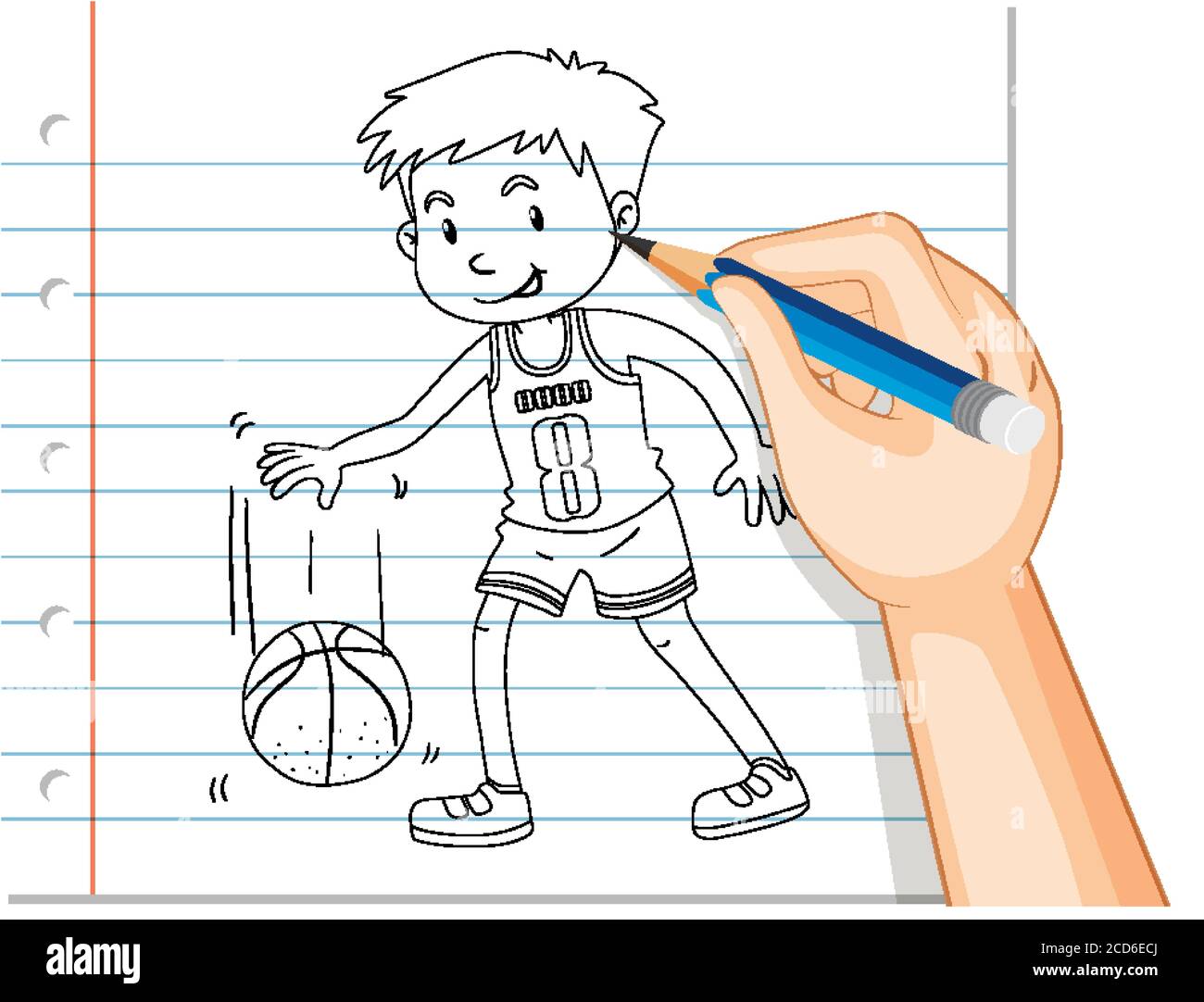 Hand drawing of basketball player illustration Stock Vector Image & Art ...