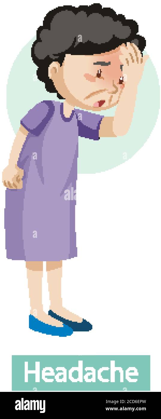 Cartoon character with headache symptoms illustration Stock Vector ...