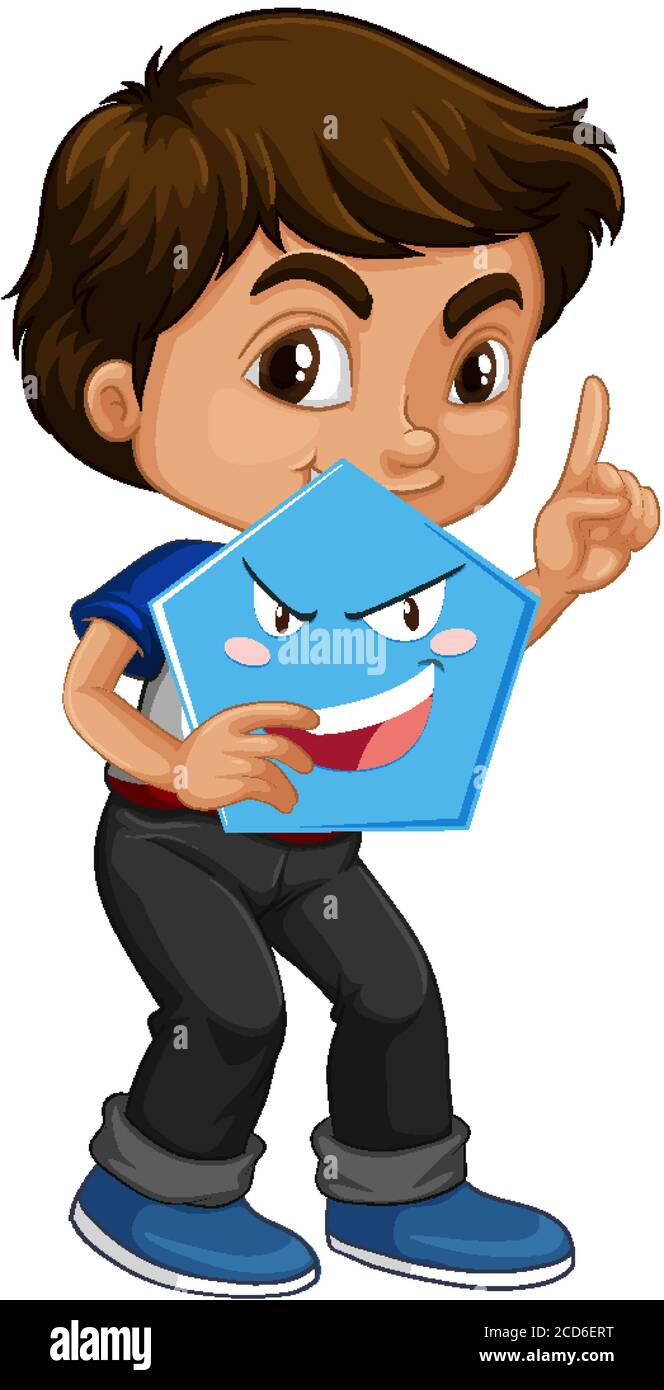 Boy holding geometric shape illustration Stock Vector Image & Art - Alamy