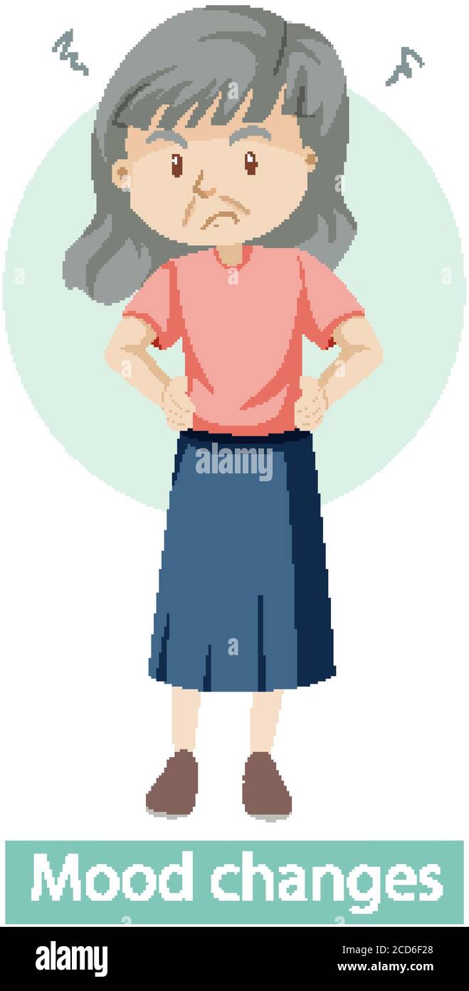 Cartoon character with mood changes symptoms illustration Stock Vector ...
