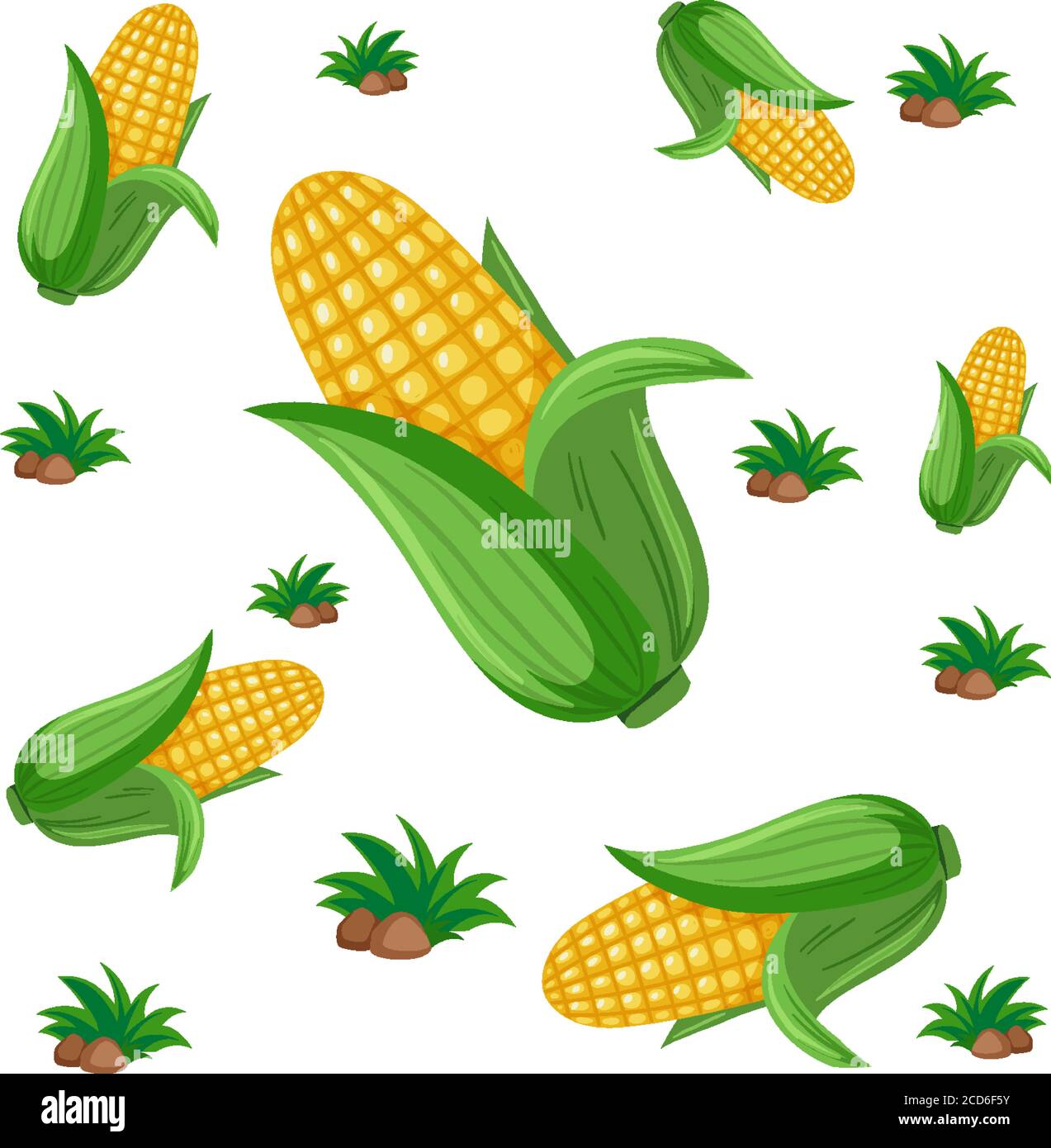 Seamless pattern with cute corn on yellow background illustration Stock ...