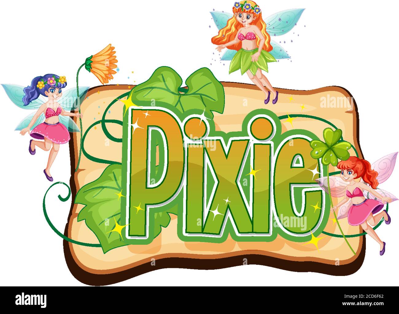 Pixie logo with little fairies on white background illustration Stock ...