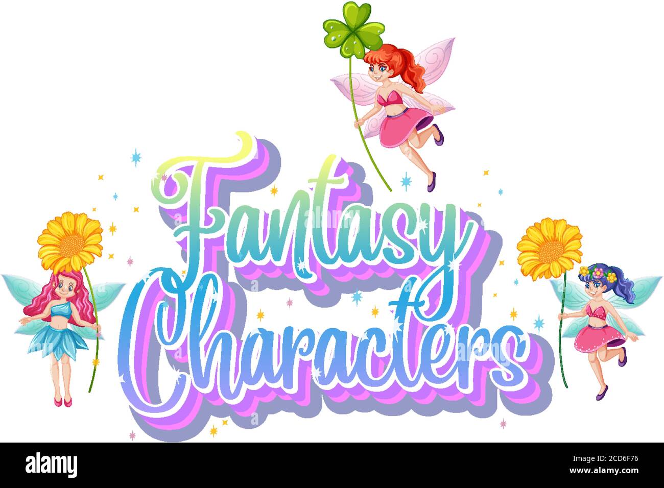 Fantasy characters logo with fairy tales on white background ...