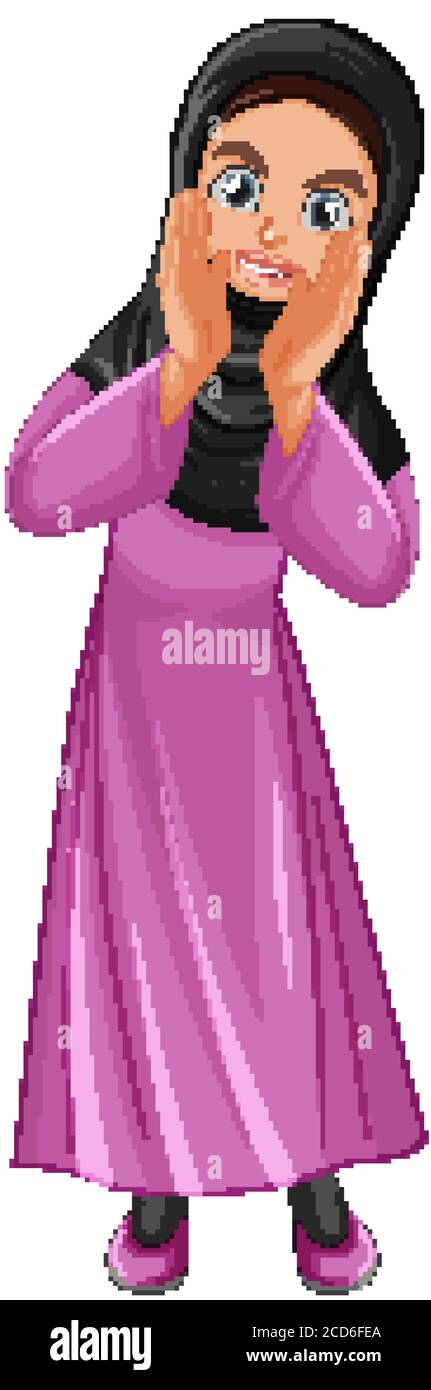 Beautiful arabic lady cartoon character illustration Stock Vector Image ...
