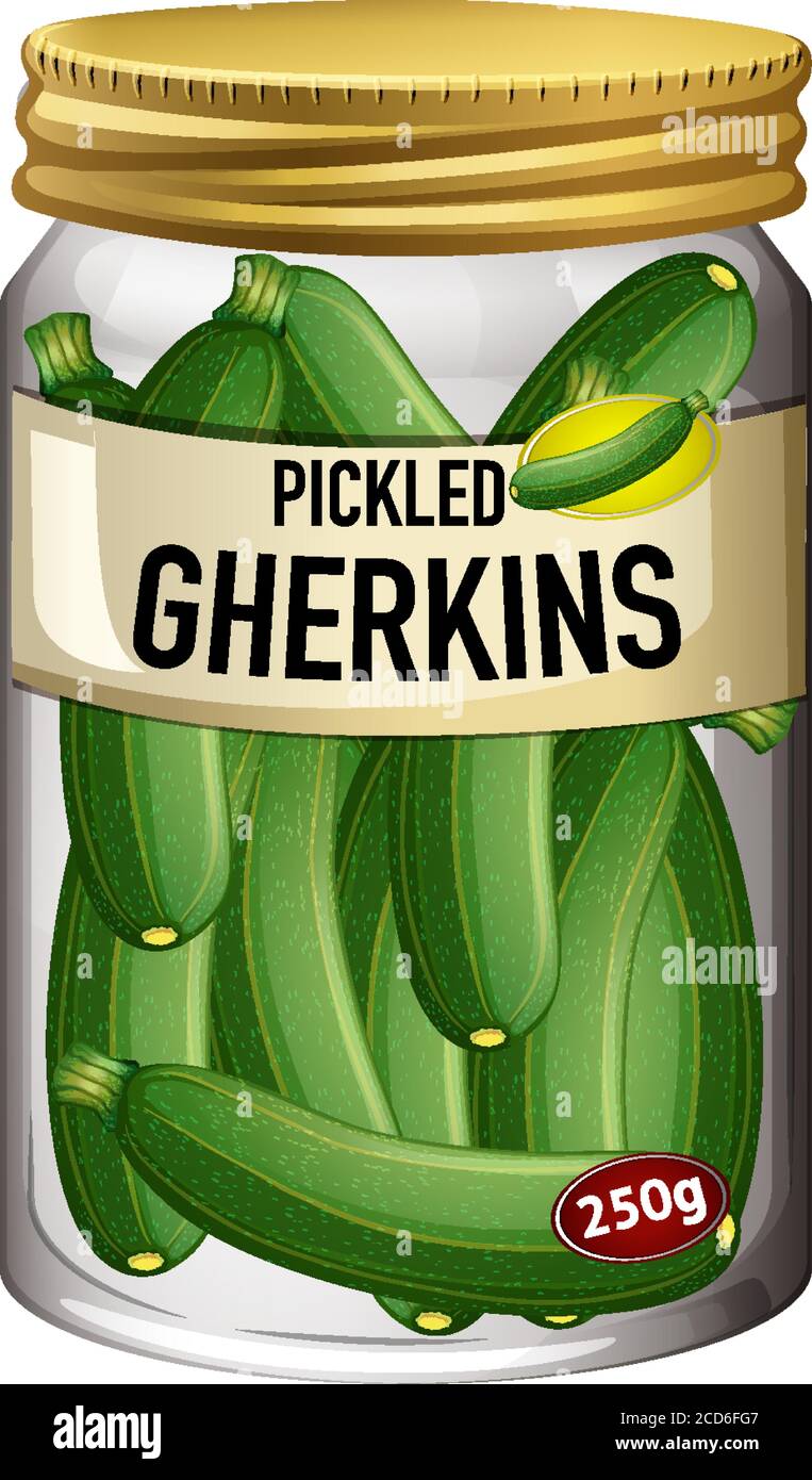 Food in glass jar pickled gherkins in cartoon style isolated illustration Stock Vector Image ...