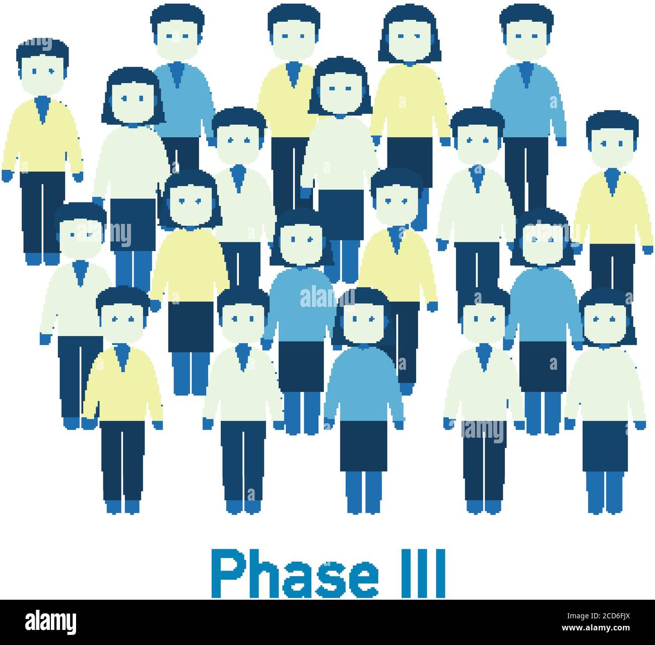 Group of male and female icon with phase 3 text illustration Stock ...