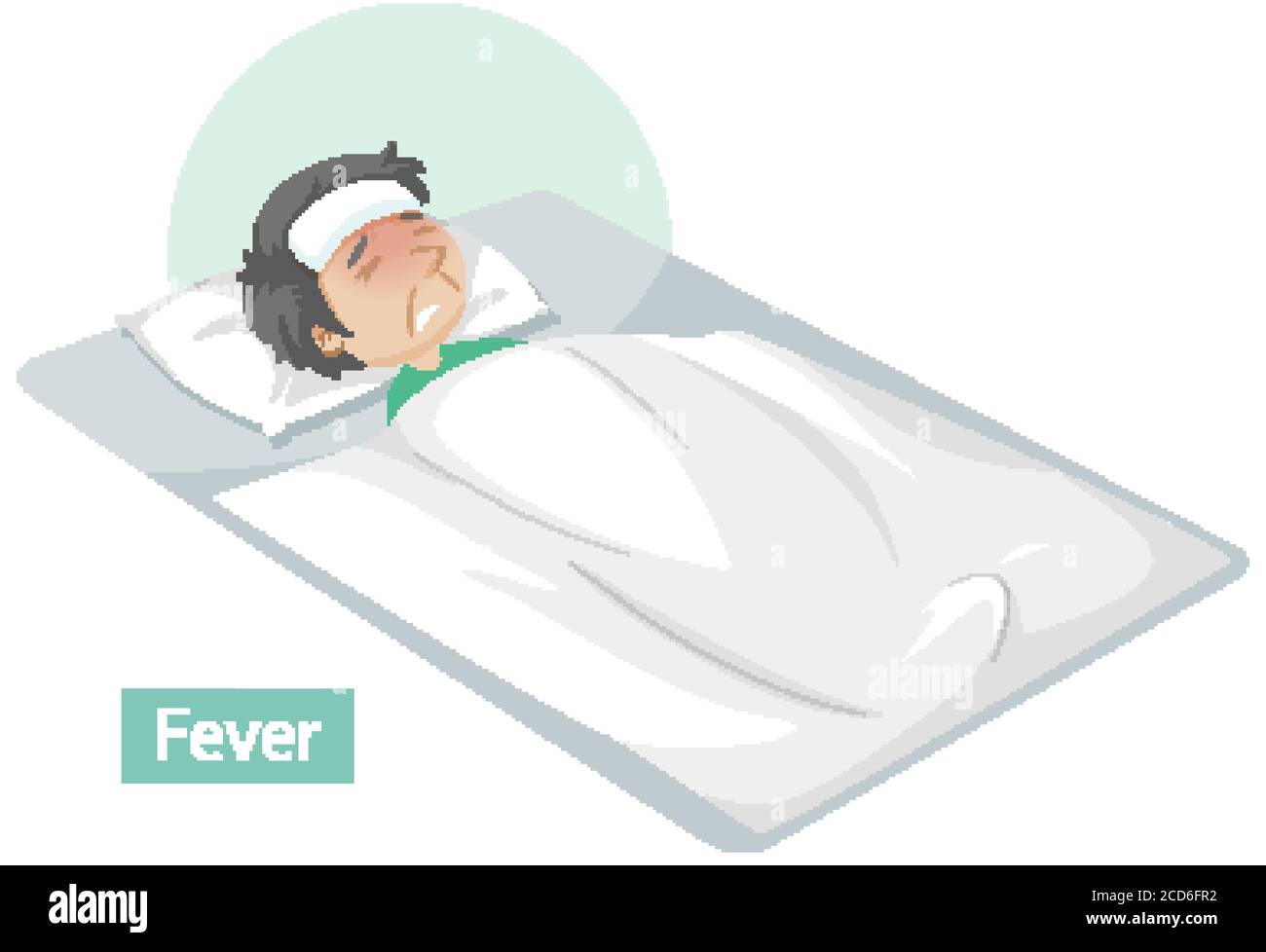 Cartoon character with fever symptoms illustration Stock Vector Image ...