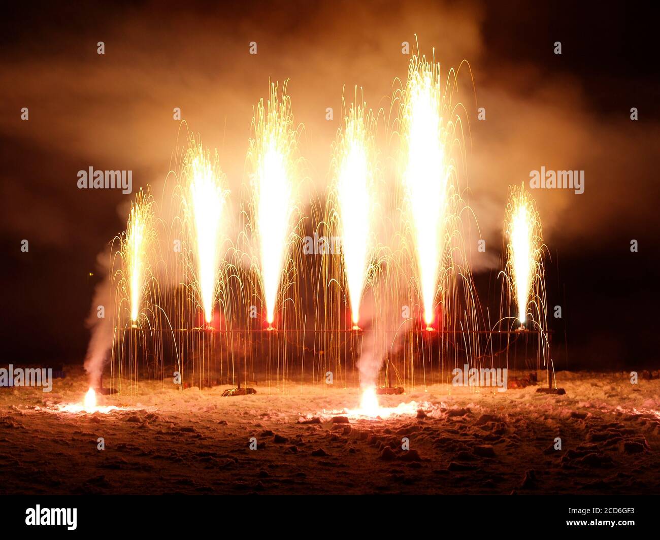 Beautiful shot of the firework illuminated dark sky Stock Photo - Alamy