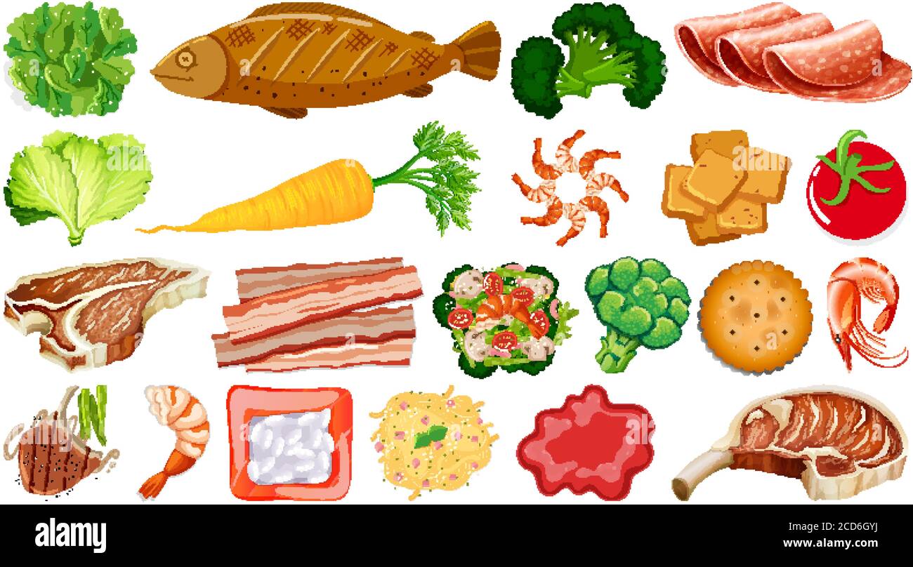 Set of fresh food ingredients illustration Stock Vector Image & Art - Alamy
