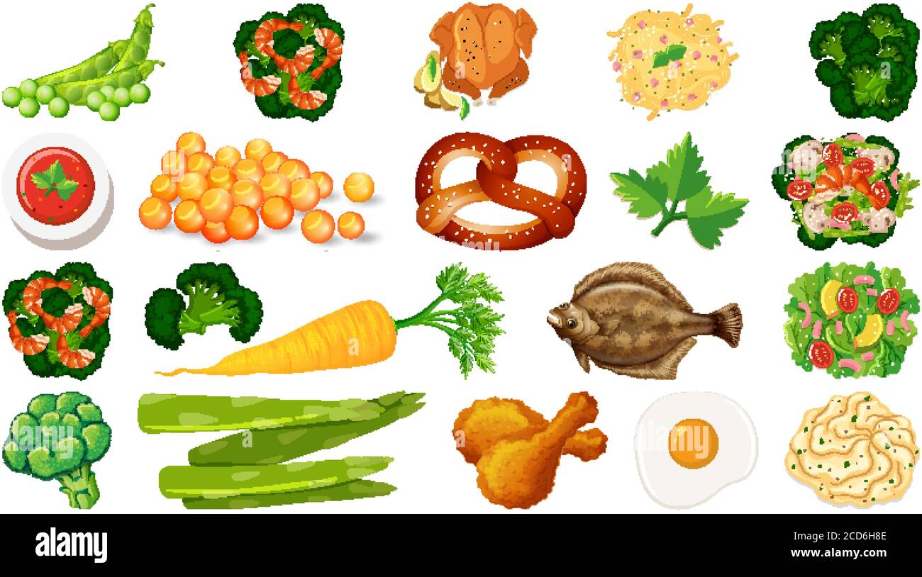 Set of fresh food ingredients illustration Stock Vector Image & Art - Alamy