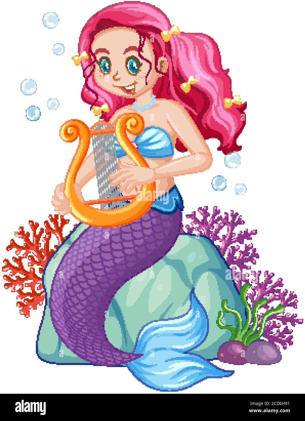 Cute mermaid cartoon character illustration Stock Vector Image & Art ...