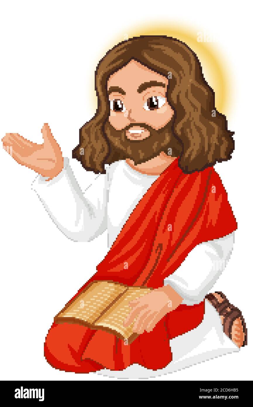 Jesus preaching in sitting position character illustration Stock Vector ...