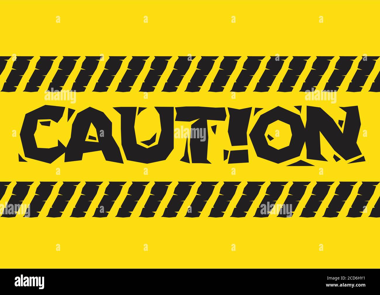 Caution danger sign. Broken yellow font text. Concept of hazard danger ...