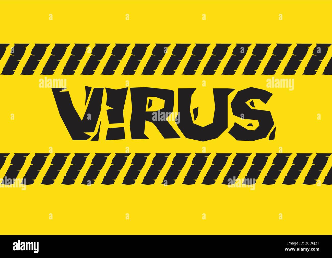 Yellow typographic font of Virus. Concept of Virus attack, pandemic or ...