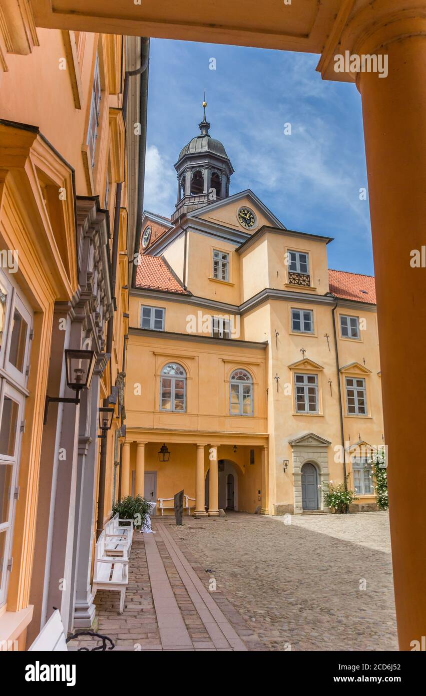 Pillar and entrance tower of the castle in Eutin, Germany Stock Photo ...