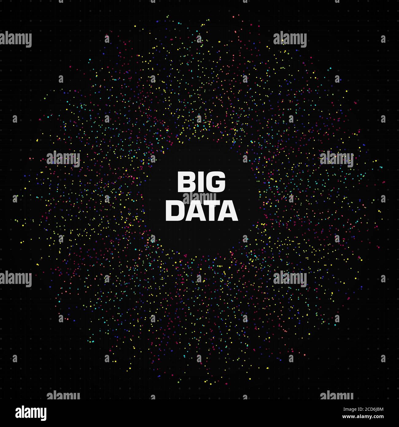 Big data circular visualization with a lot of dots and copy space ...