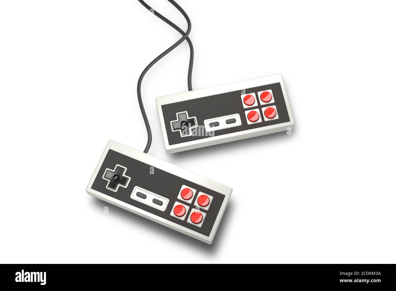 Retro computer gaming controller joystick on a white background Stock ...