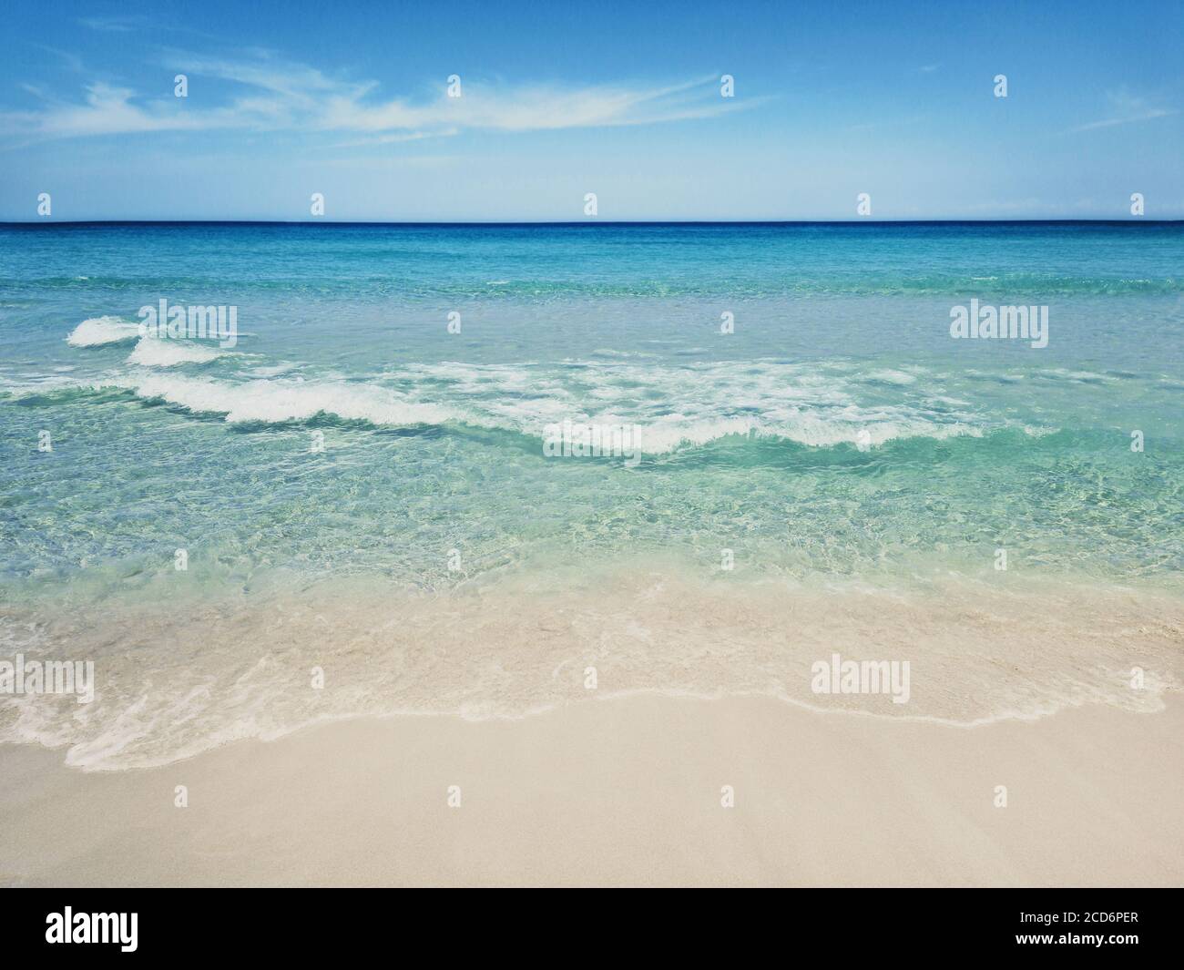 Turquoise water and golden beach near Alimini lakes, Salento, Puglia ...