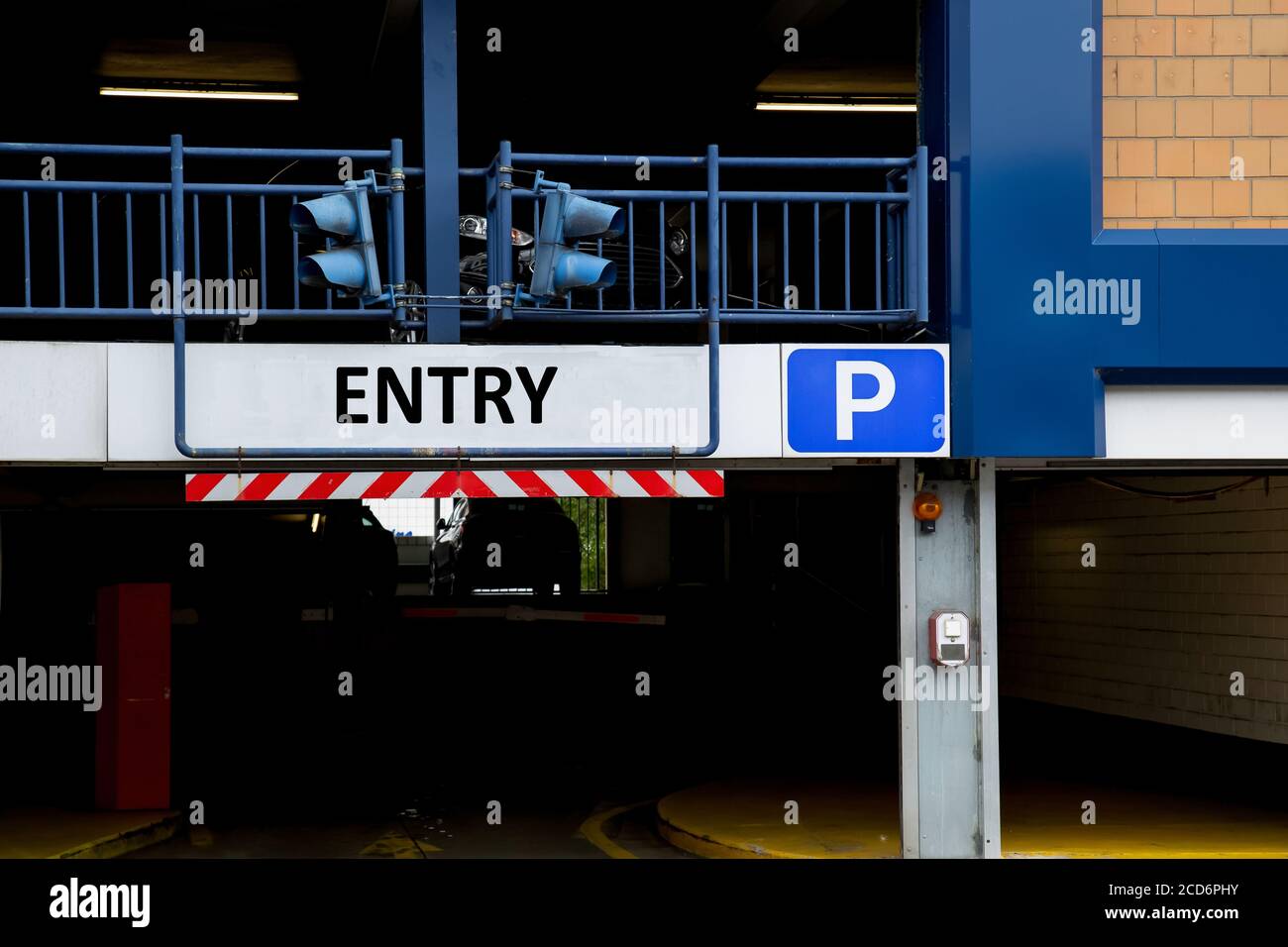 Entrance of a car parking garage with the sign "Entry Stock Photo - Alamy