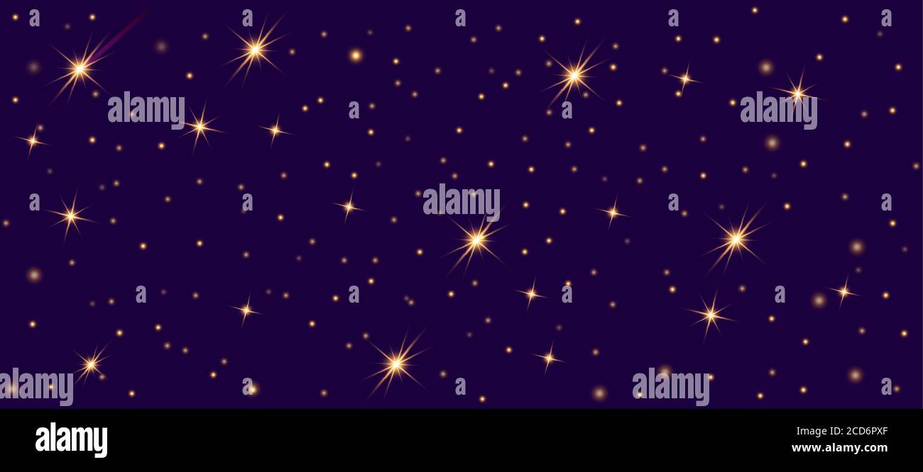 Starry sky with bright and dim stars. Dark star seamless pattern ...