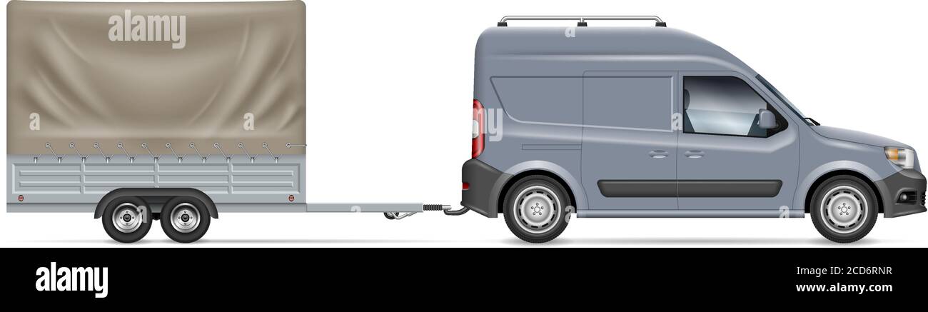 Van towing trailer Stock Vector Images - Alamy