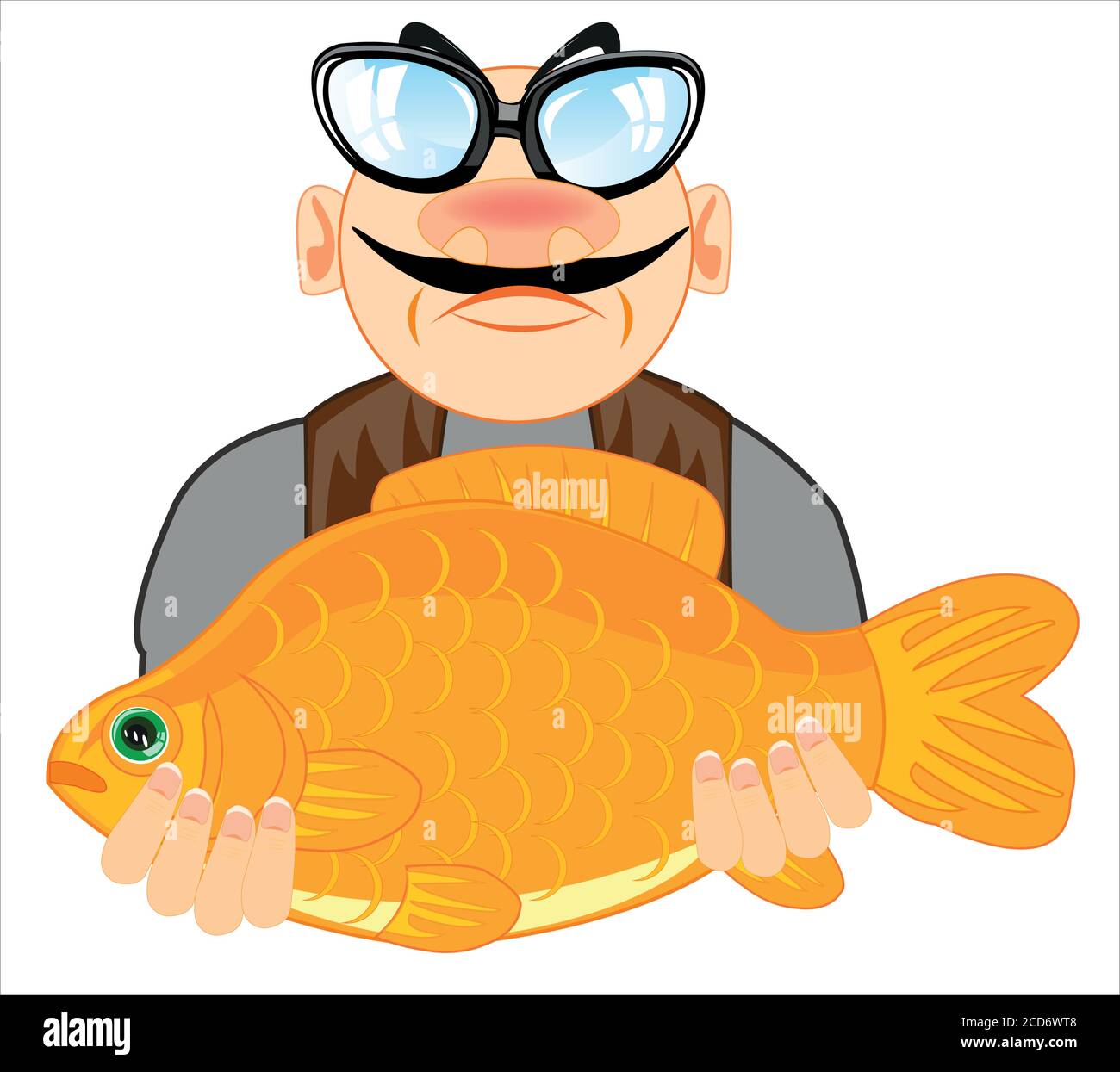 Drawing men with big fish in hand Stock Vector Image & Art - Alamy