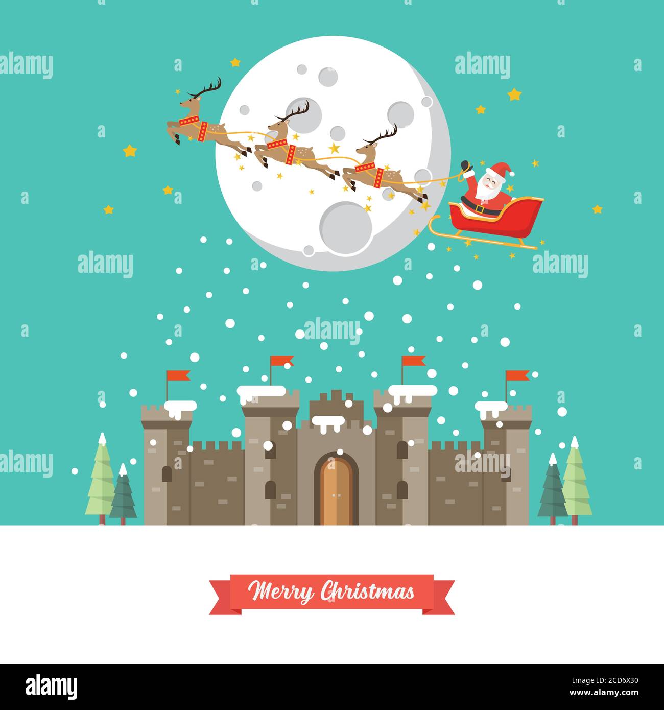 Santa sleigh reindeer flying over hi-res stock photography and images ...