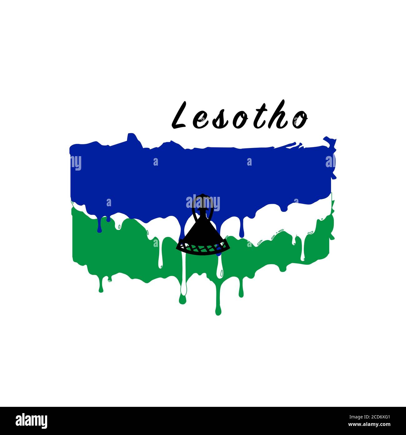 Painted Lesotho flag, Lesotho flag paint drips. Stock vector ...