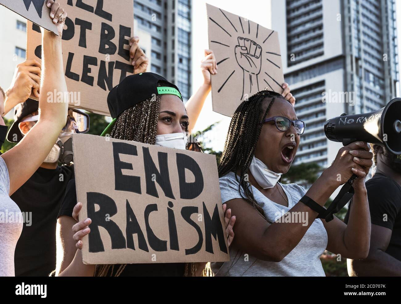 Activist movement protesting against racism and fighting for equality ...