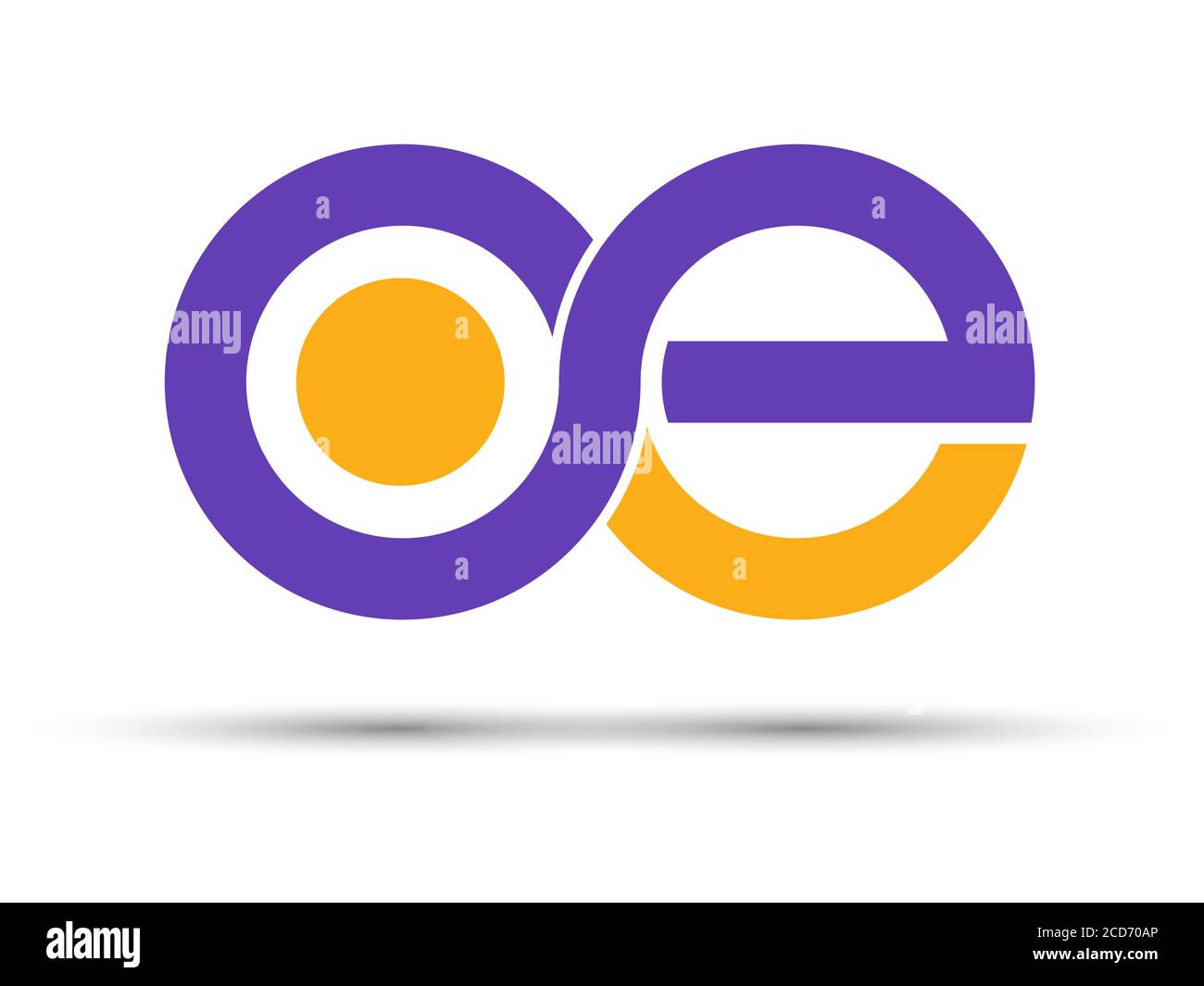 Stylized lowercase letters O and E are linked by a single line for a ...