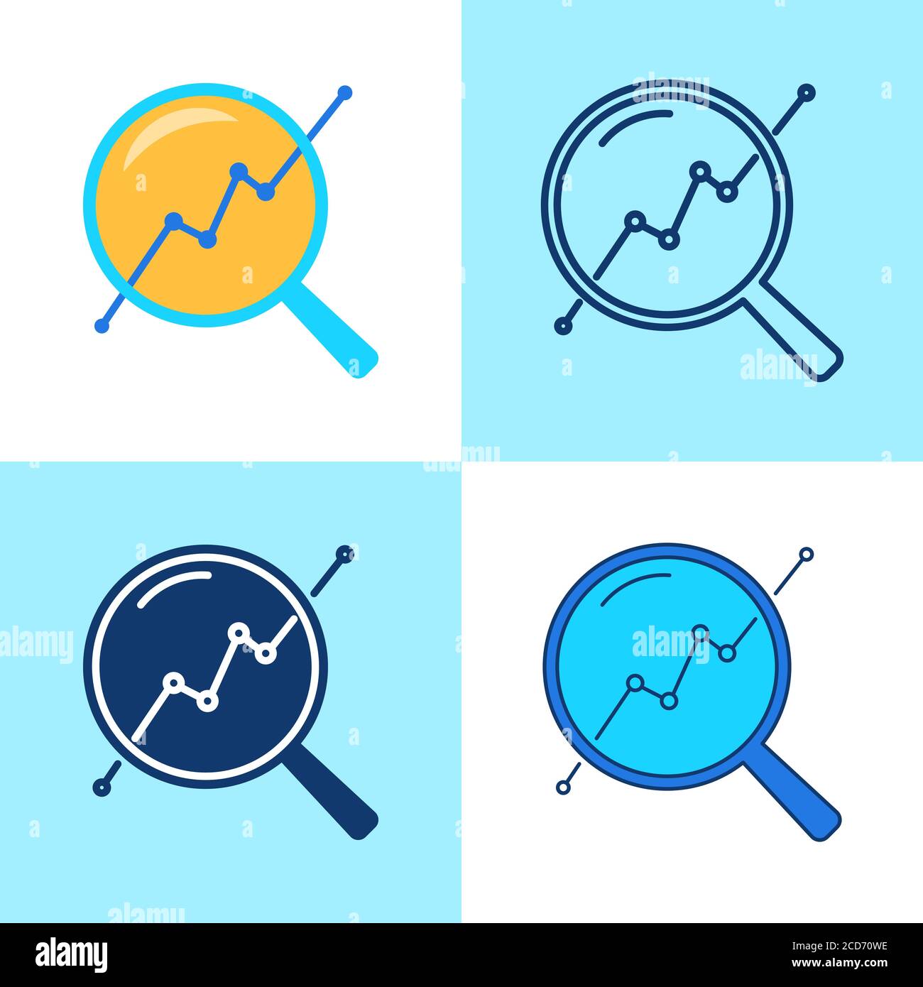 Progress monitoring icon set in flat and line style. Data audit symbol ...
